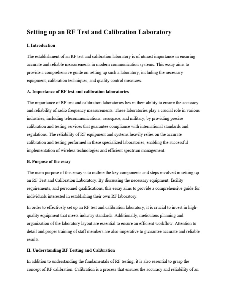 Setting Up An RF Test and Calibration Laboratory | PDF | Science ...