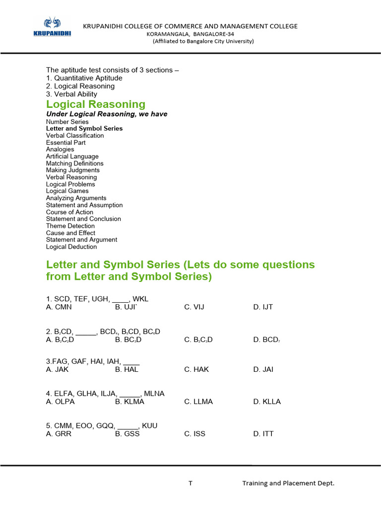 2 Letter and Symbol Series | PDF | Career & Growth | Science & Mathematics