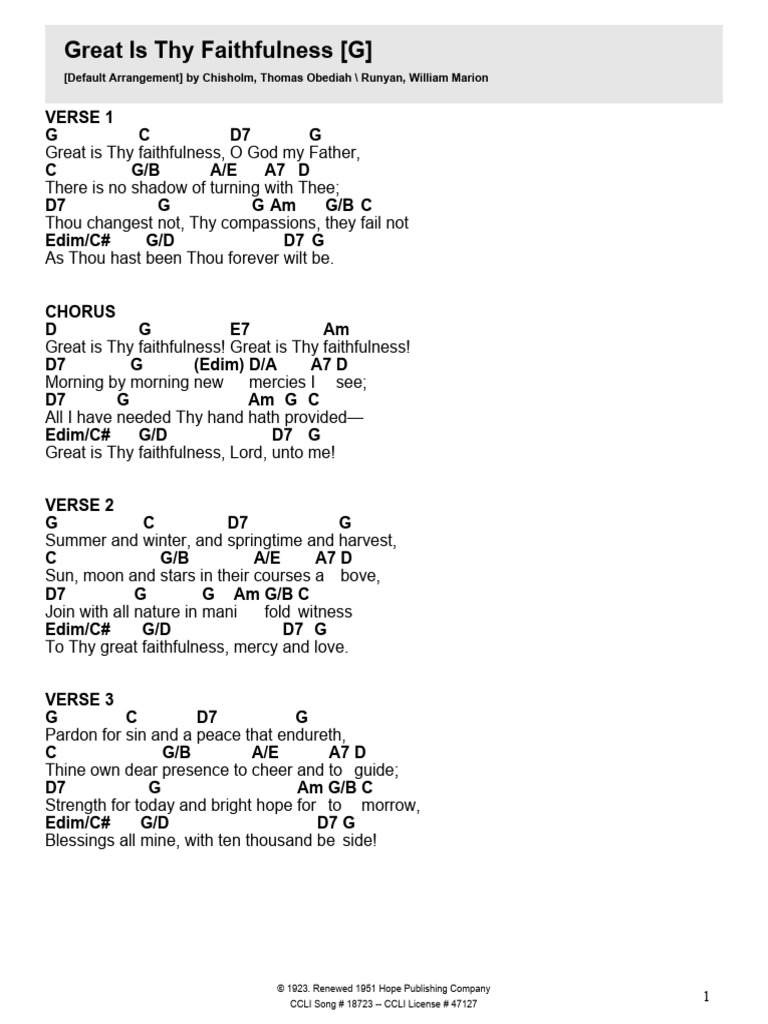 Great Is Thy Faithfulness Lyrics & Chords | PDF