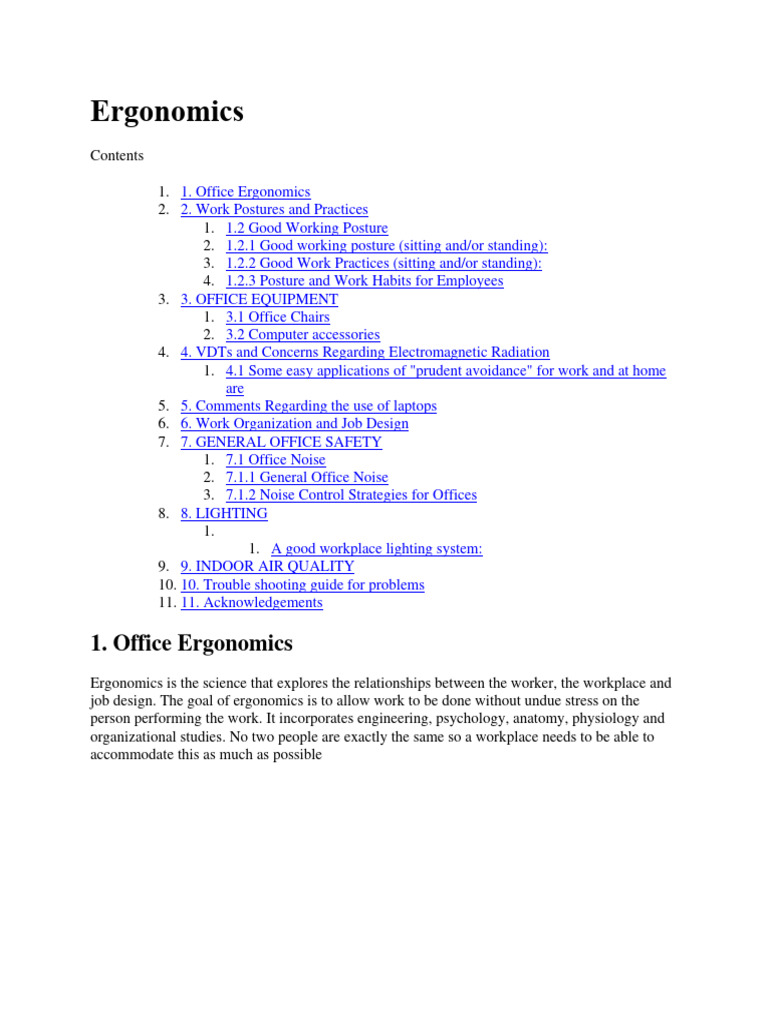 Office Ergonomics and Best Practices | PDF