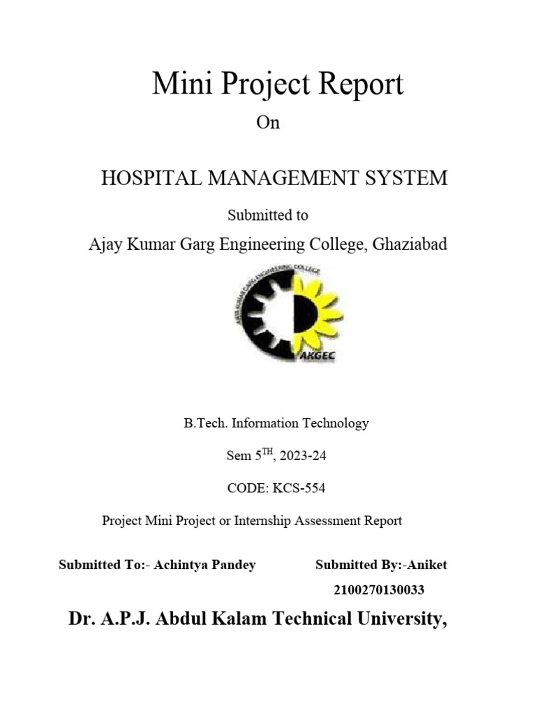 Hospital Management System | PDF | Computers | Technology & Engineering