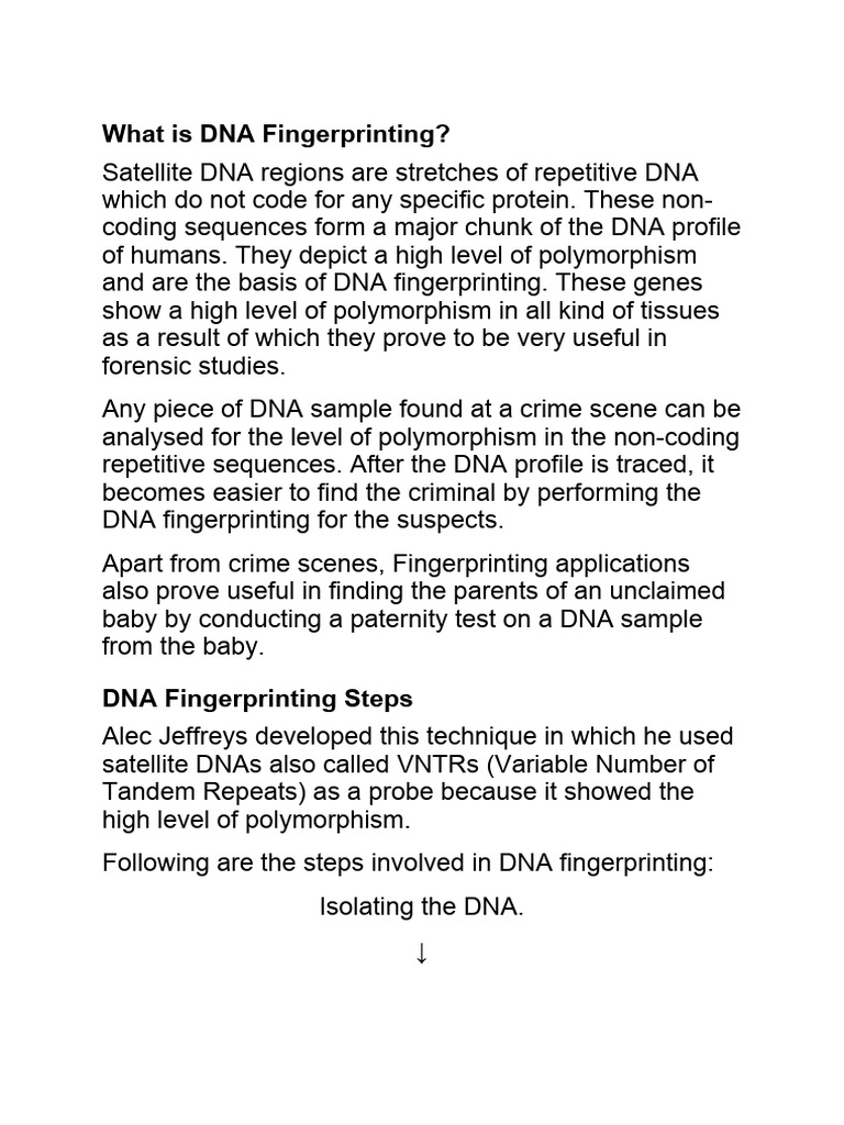 What Is DNA Fingerprinting | PDF
