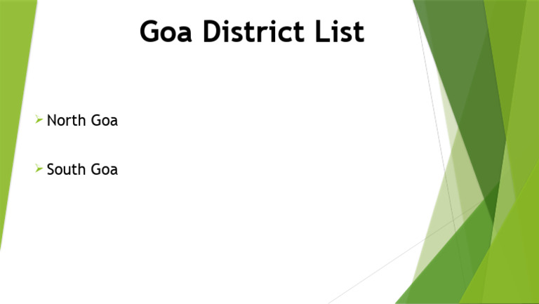 Goa District List: North Goa South Goa | PDF