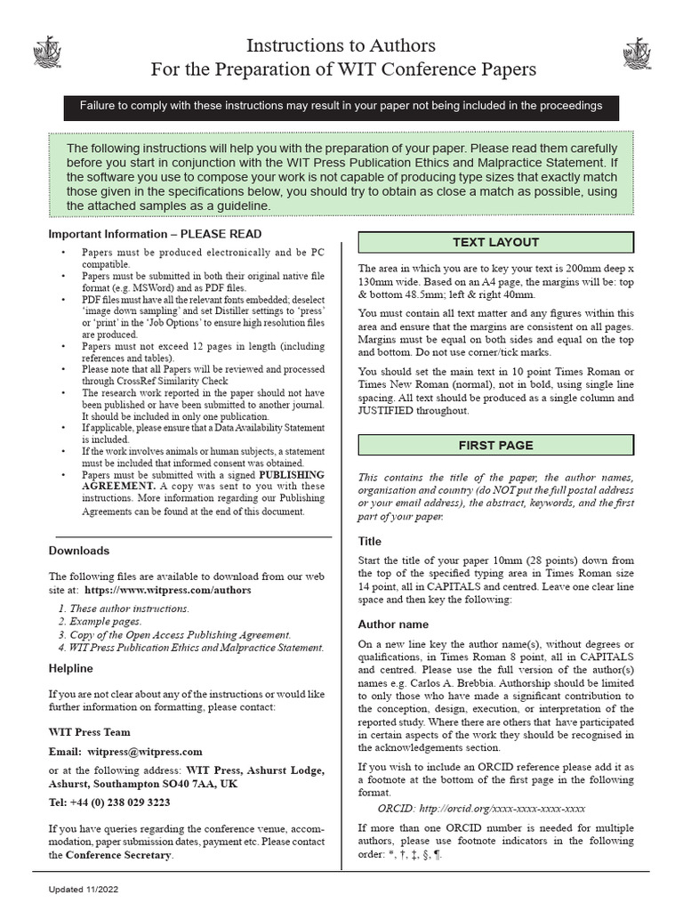 CONFERENCE Instructions | PDF | Open Access | Bracket