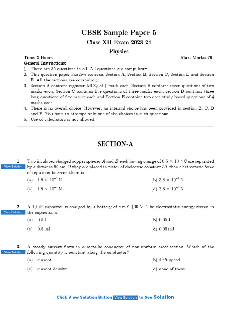 Sample Paper 5 | PDF