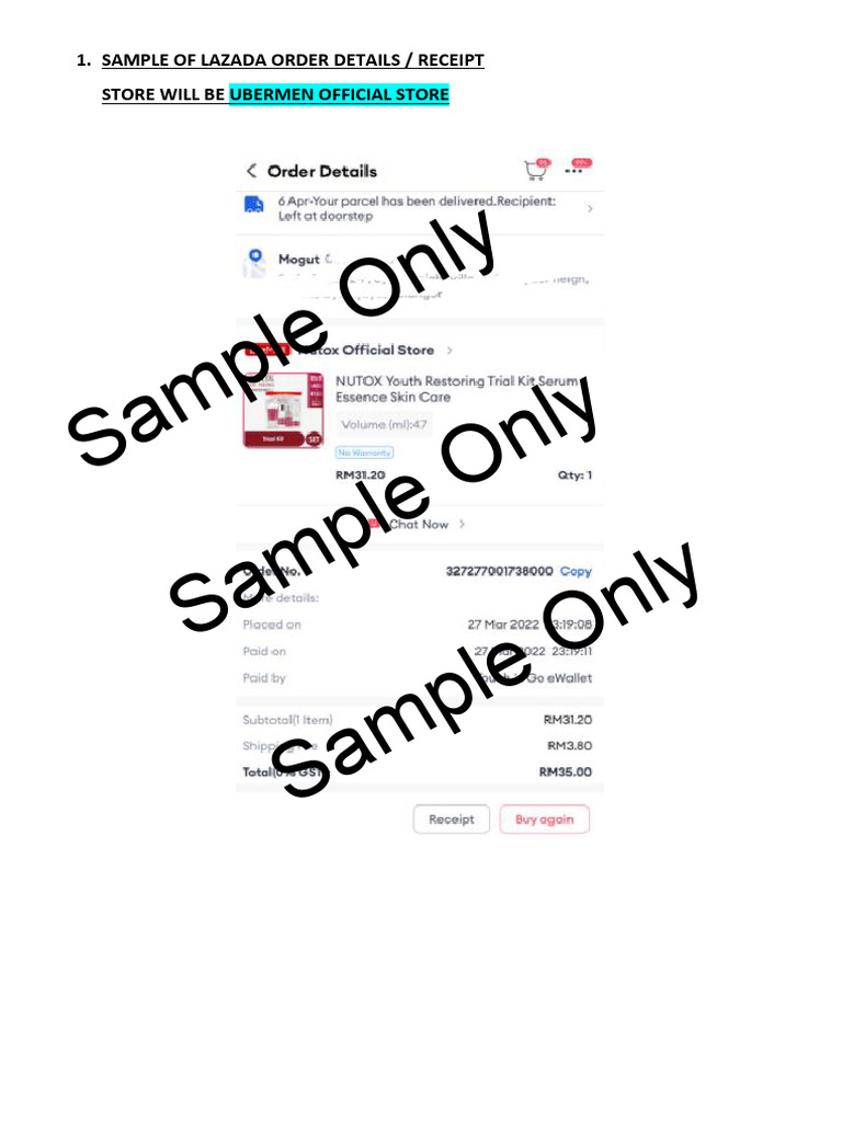 Ubermen Mobile Legends Sample of Receipts | PDF