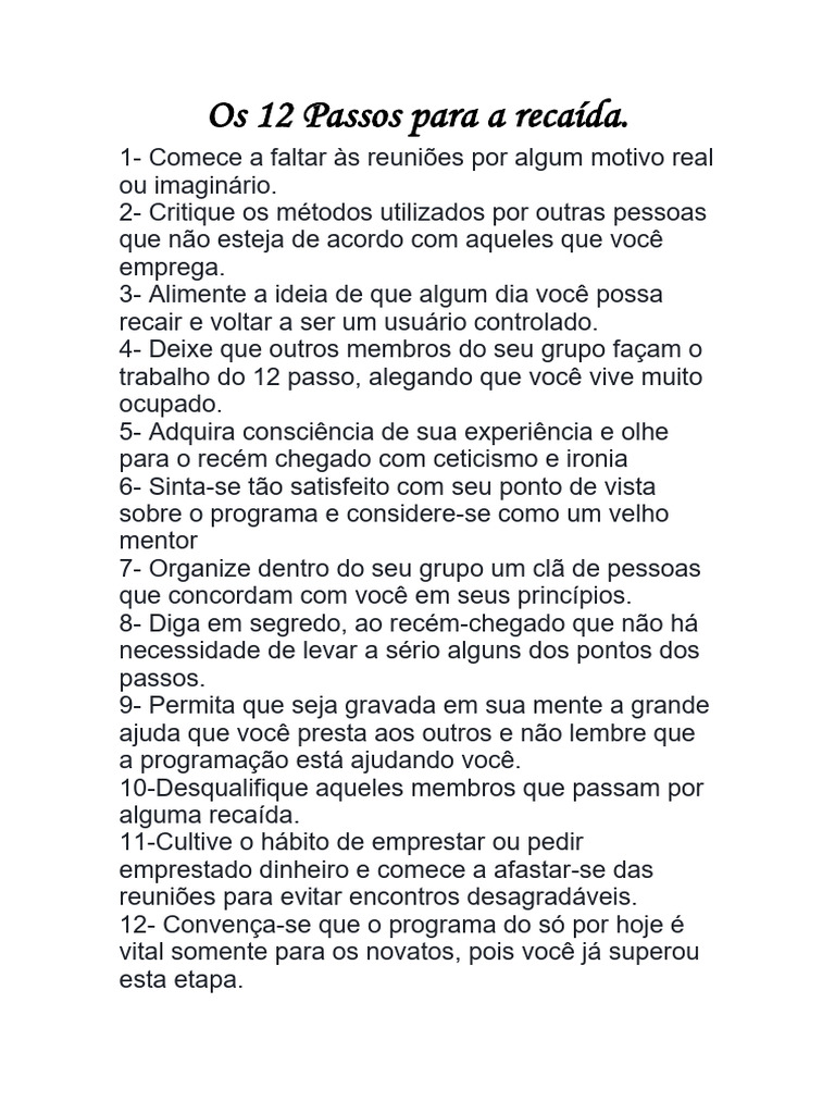 02 Os Doze Passos para Recaida | PDF