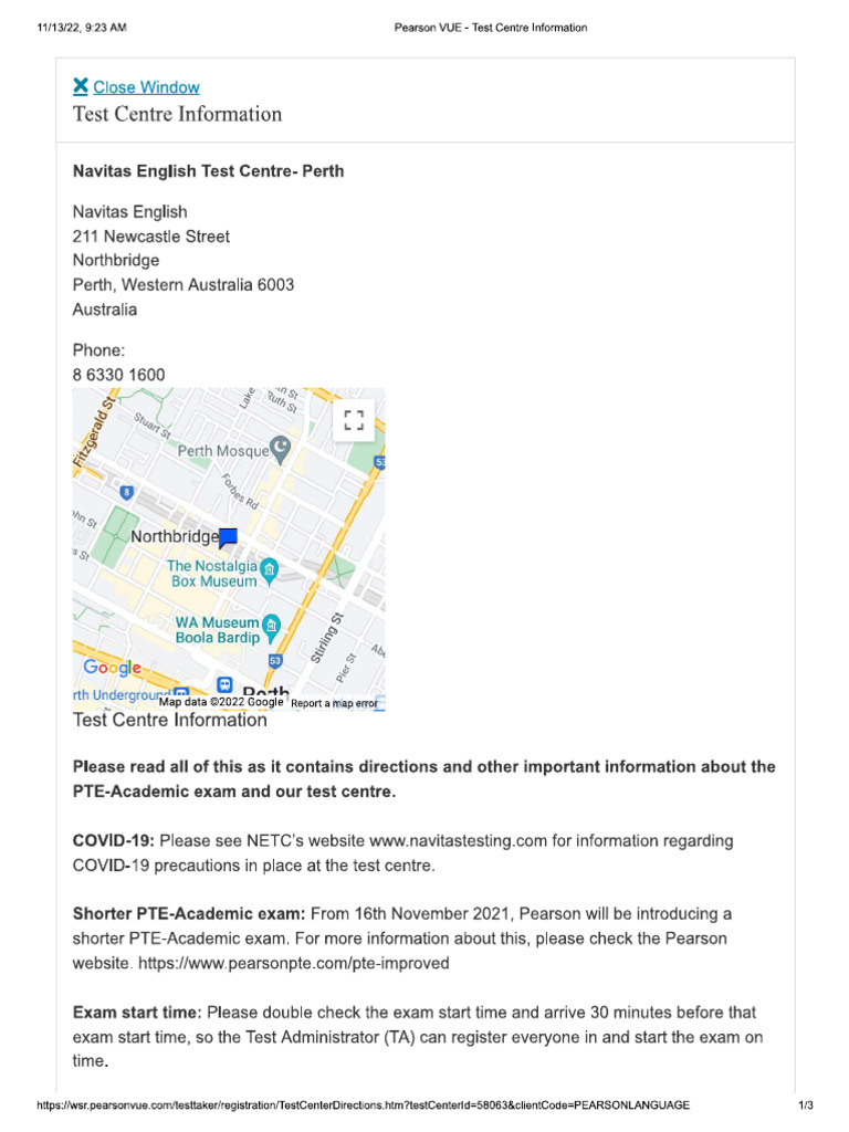 PTE Exam Center Details | PDF