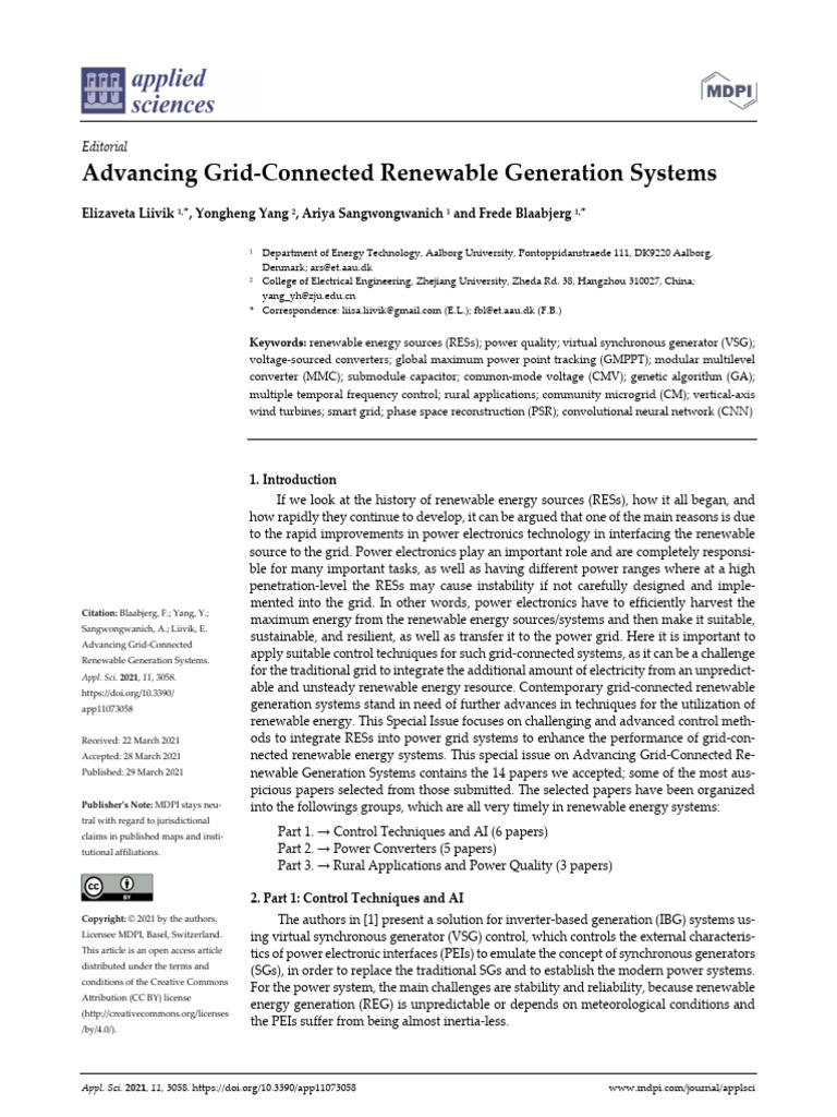 Advancing Grid-Connected Renewable Generation Syst | PDF ...