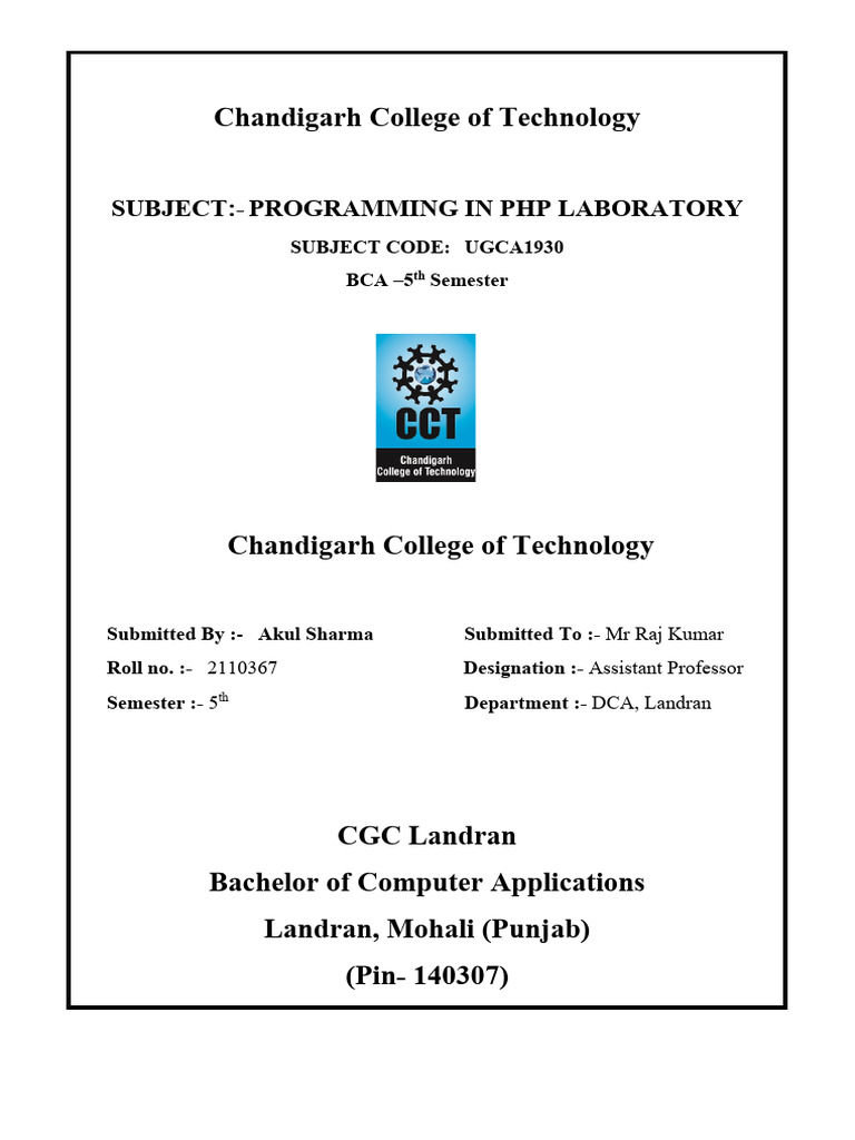 Akul PHP Practical File (Edited Version) - Page - Number | PDF | Php | Control Flow