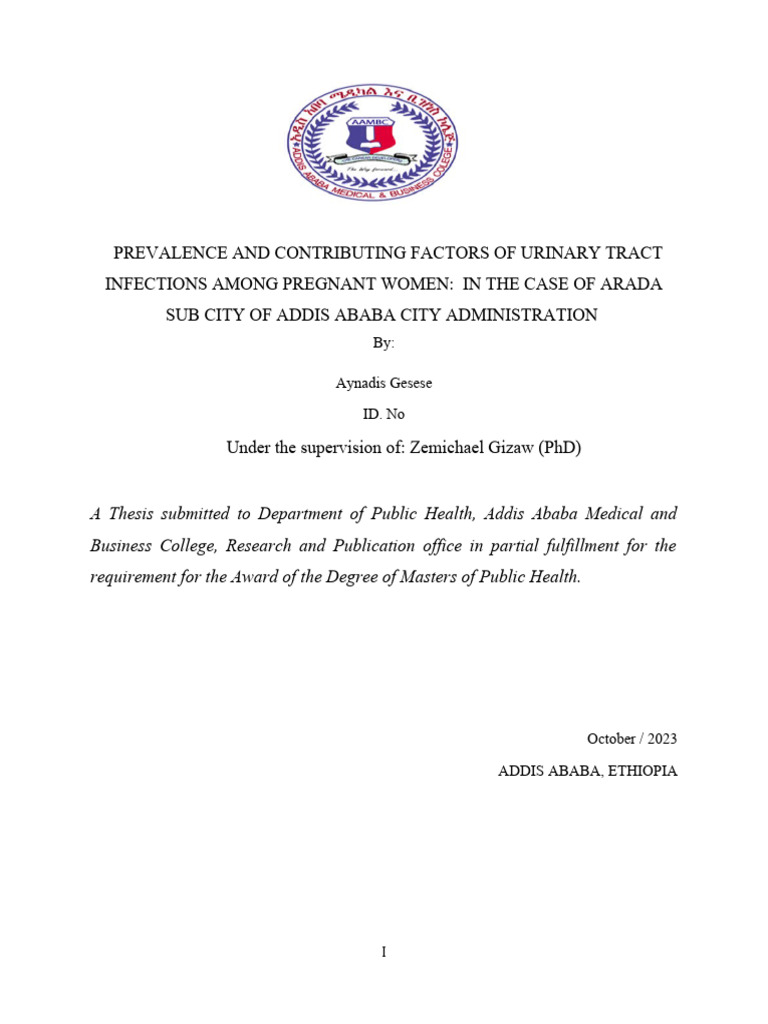 Aynadis Thesis Corrected | Download Free PDF | Urinary Tract Infection | Pregnancy