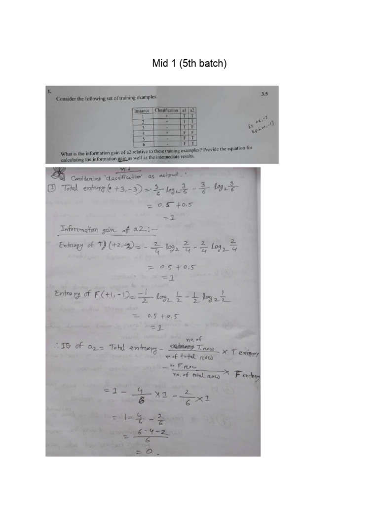 ML Mid Question Solve | PDF | Machine Learning | Applied Mathematics