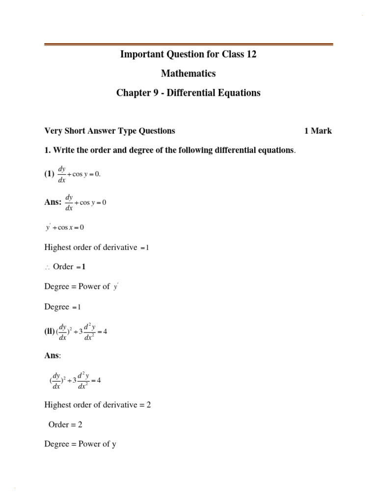 Differential Equation | PDF | Cartesian Coordinate System | Equations