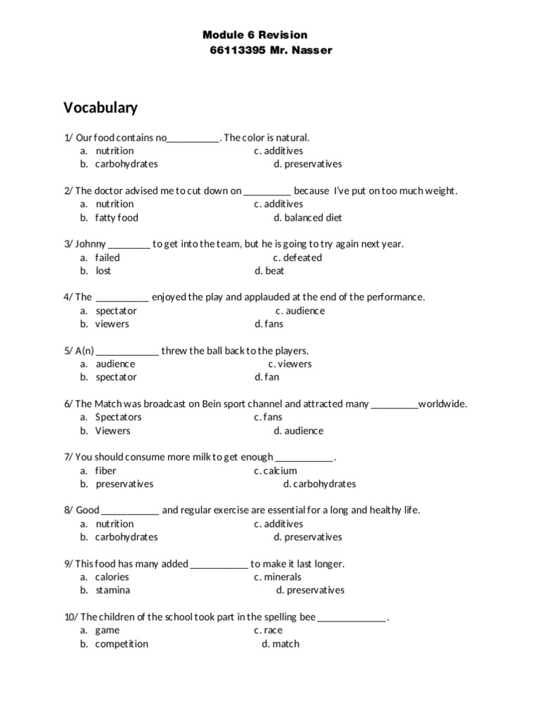 Module 6 Revision | PDF