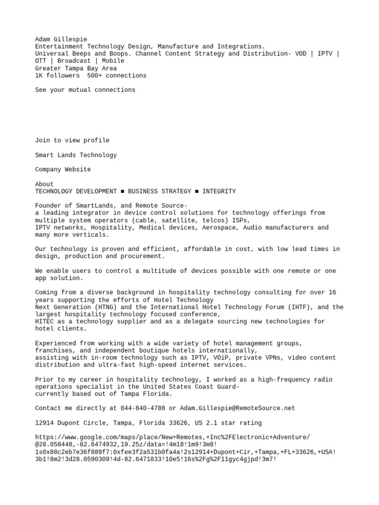 Adam Gillespie | PDF | Business | Technology & Engineering