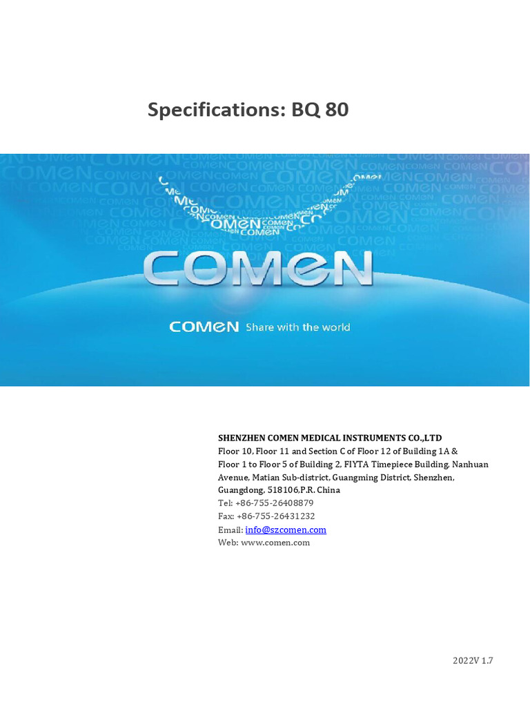 Comen BQ80 Neonatal Warmer Specs | PDF | Physical Quantities