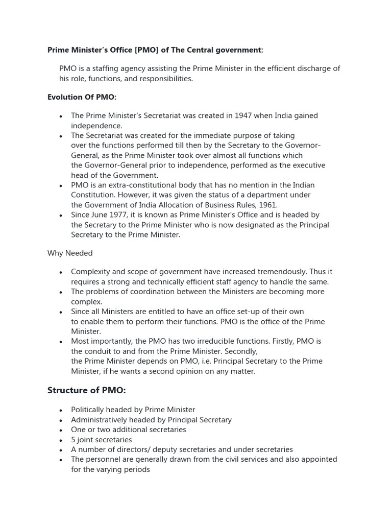 Functions and Structure of PMO | PDF | Government Institutions | Governance