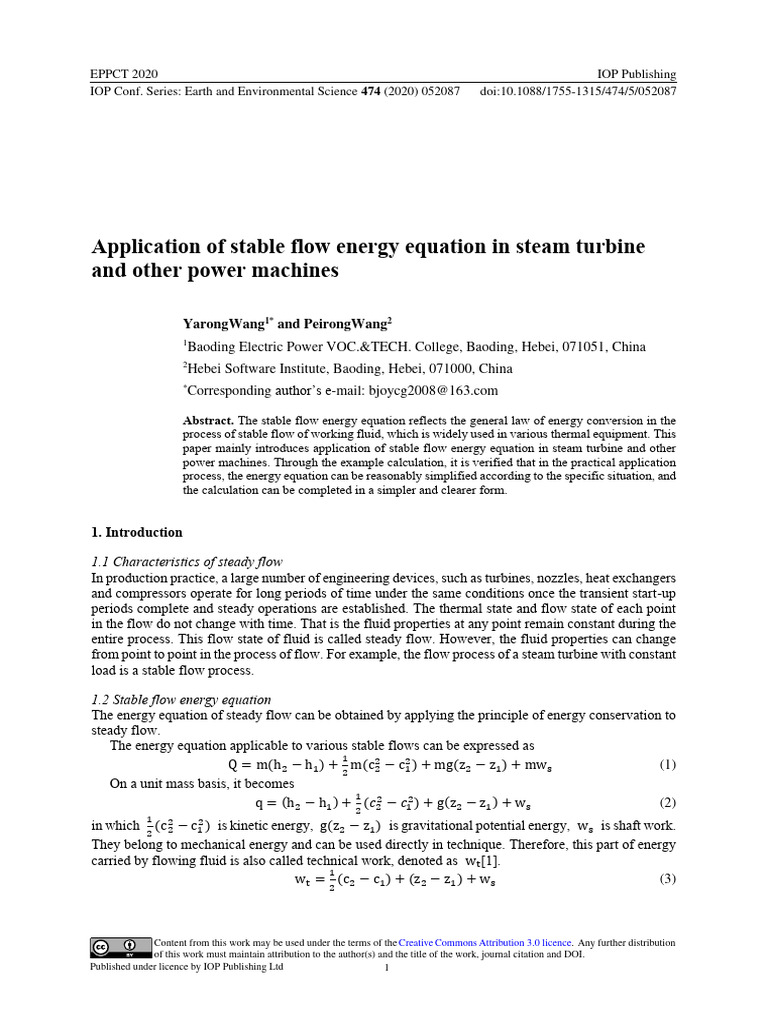 Stable Flow Energy in Power Machines | PDF | Steam | Enthalpy