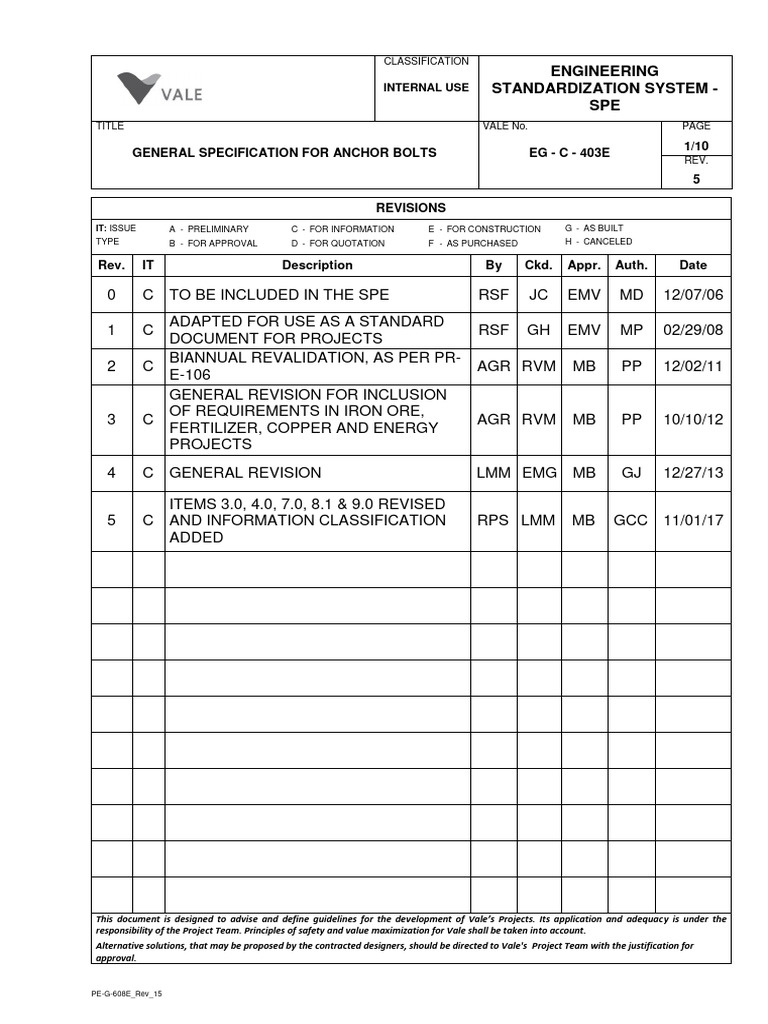 EG-C-403E Anchor Bolts Rev 5 | PDF | Screw | Steel