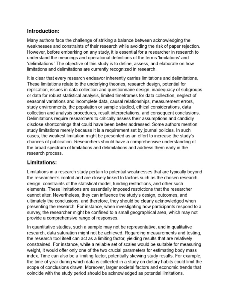 Limitations and Delimitations | PDF
