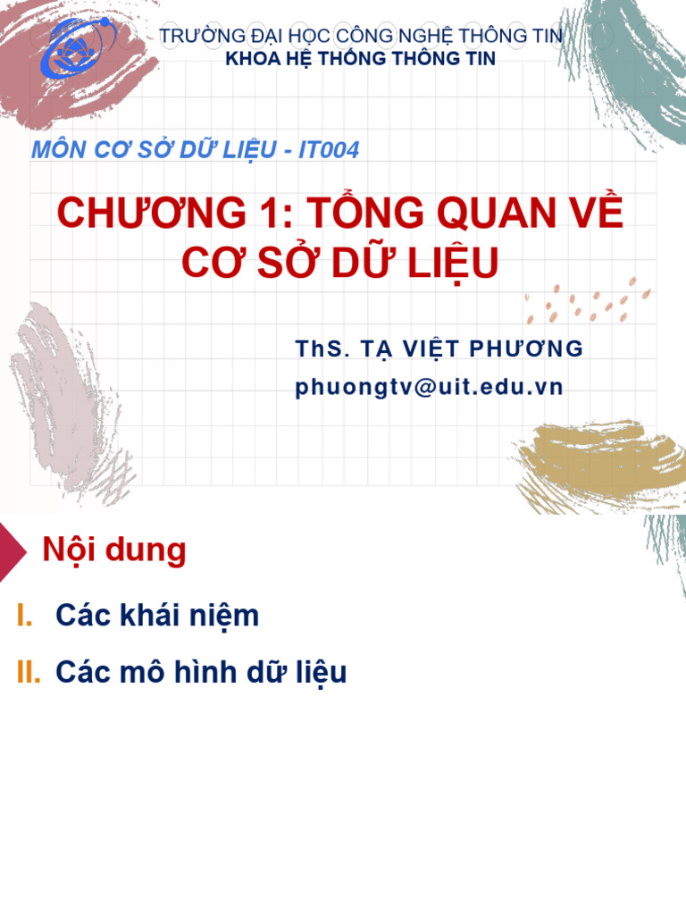 (BHT CNPM) CSDL - Chuong-1 - TVP | PDF