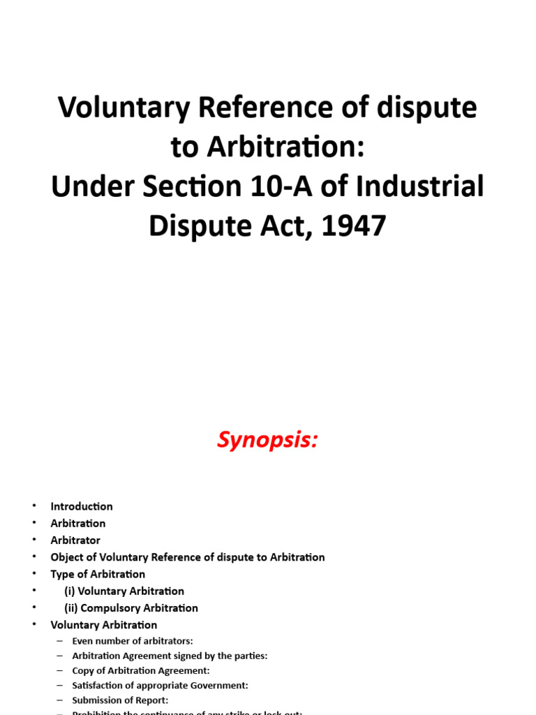 Voluntary Arbitration Under Section 10-A | PDF | Arbitration | Strike ...