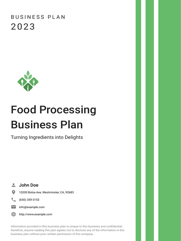 Food Processing Business Plan | PDF | Marketing | Business Plan