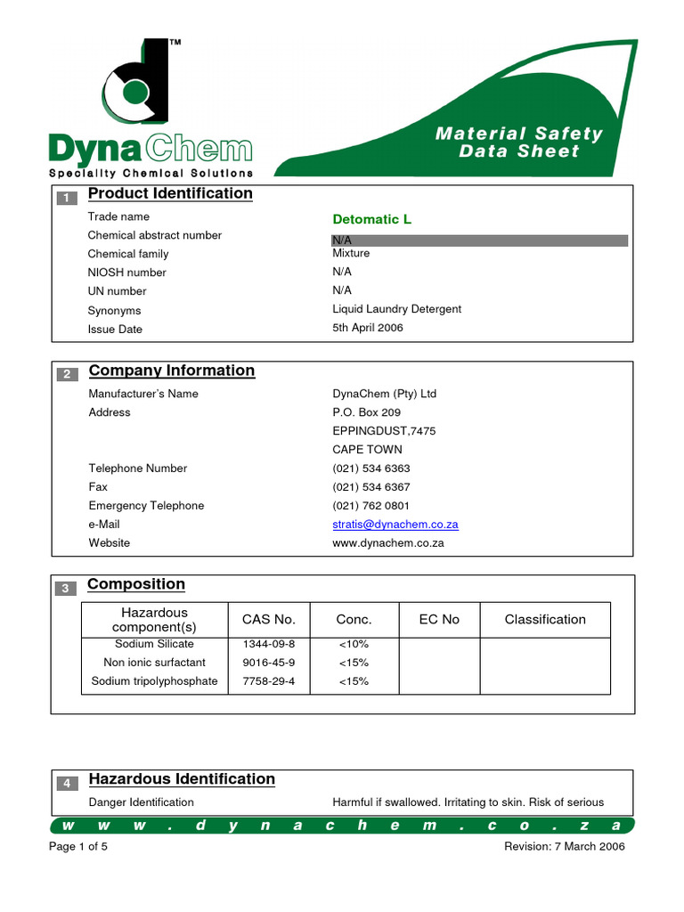 Detomatic L - MSDS | PDF