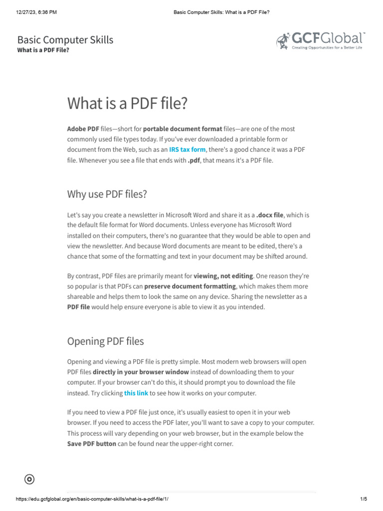 Basic Computer Skills What Is A Pdf Download Free Pdf Computer File Microsoft Word