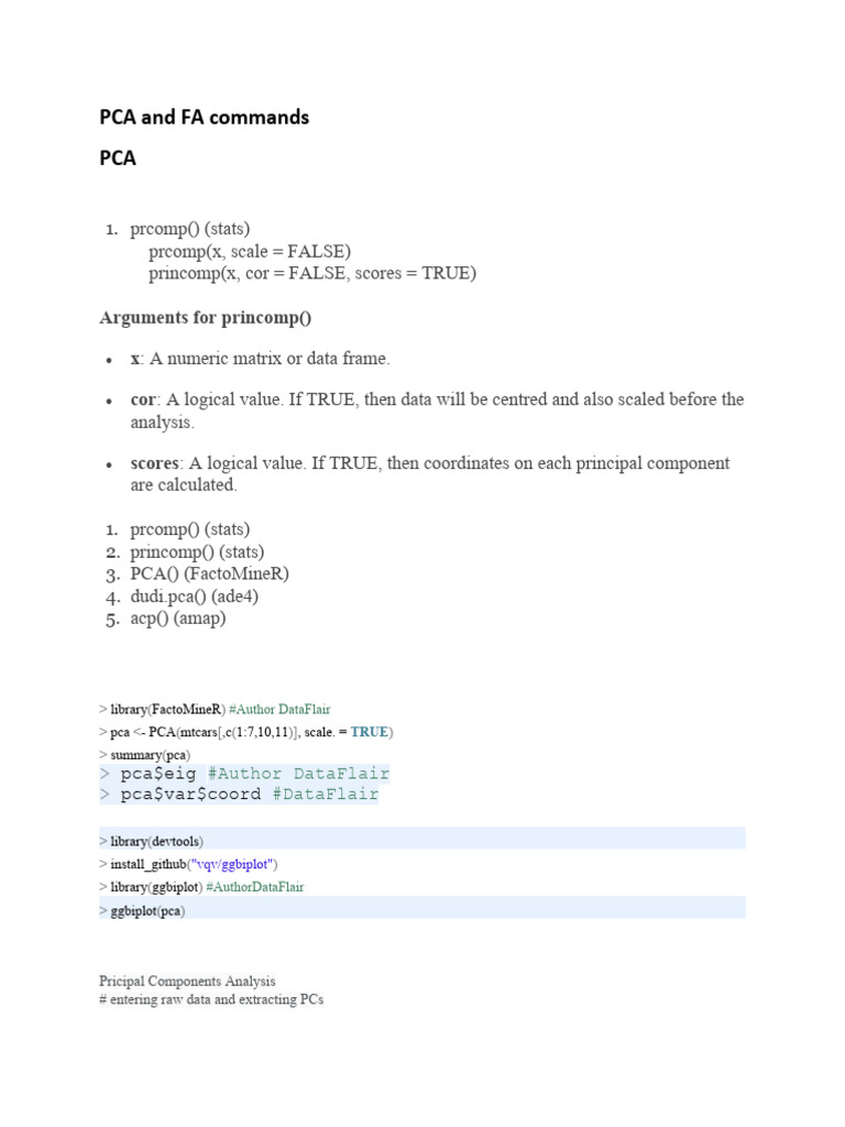 PCA and FA Commands in R | PDF | Teaching Methods & Materials