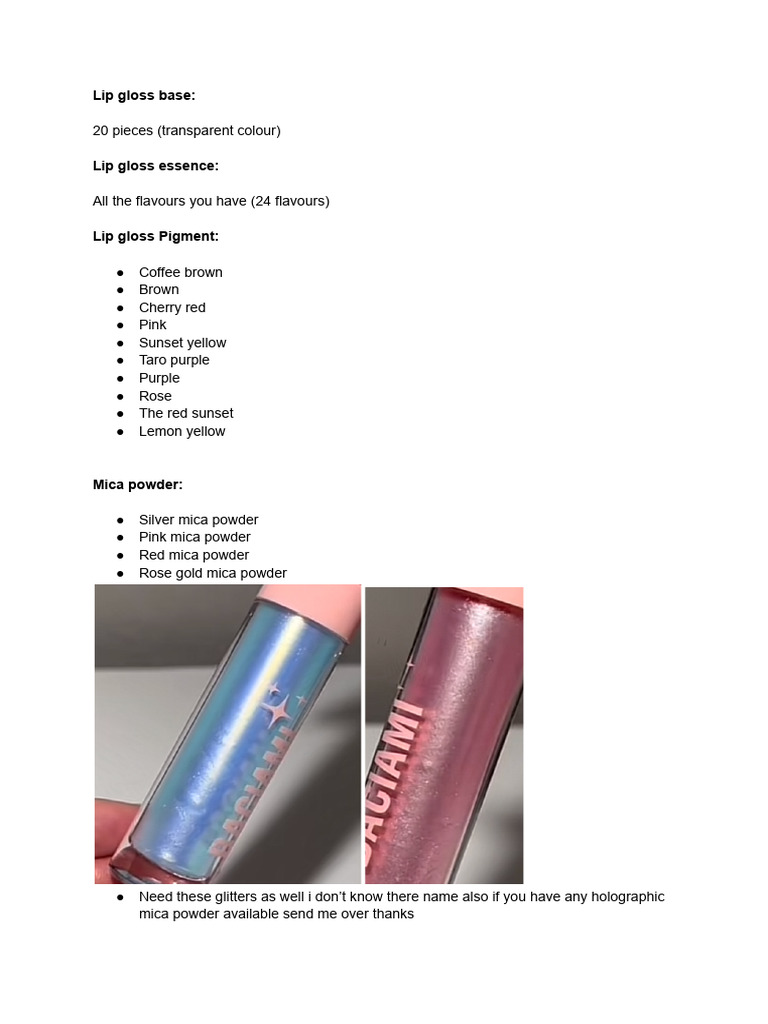 Essential Lip Gloss Supply List | PDF