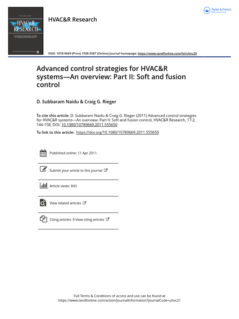 Advanced Control Strategies For HVAC R Systems An Overview Part II Soft ...