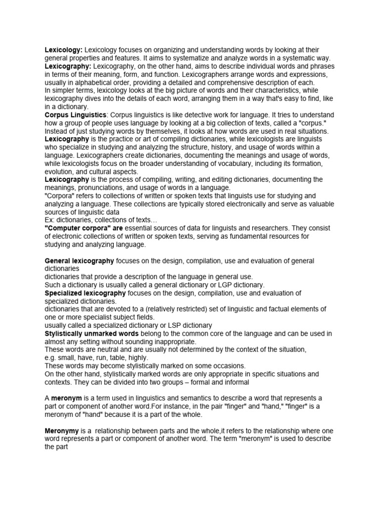 Lexicography Is The Practice or Art of Compiling Dictionaries | PDF ...