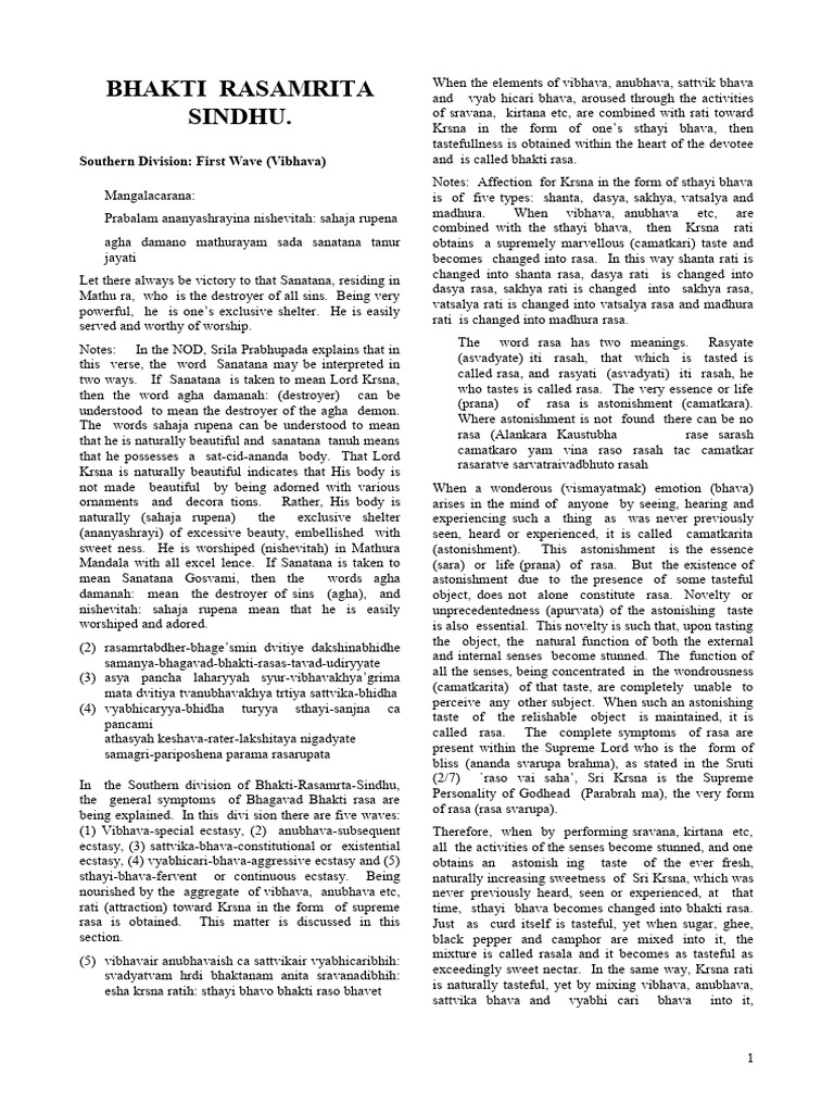 Bhakti Rasamrita Sindhu 1 | Download Free PDF | Krishna | Hinduism