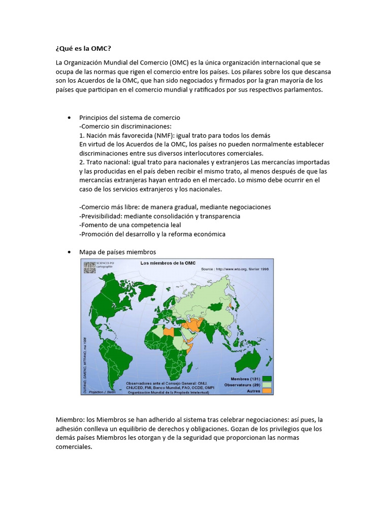 Qué Es La OMC | PDF | Organización de Comercio Mundial | Comercio