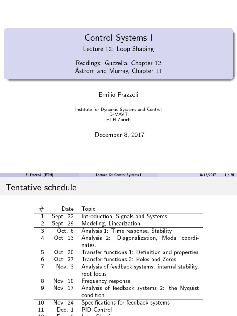 L12 LoopShaping | PDF | Systems Theory | Information And Communications Technology