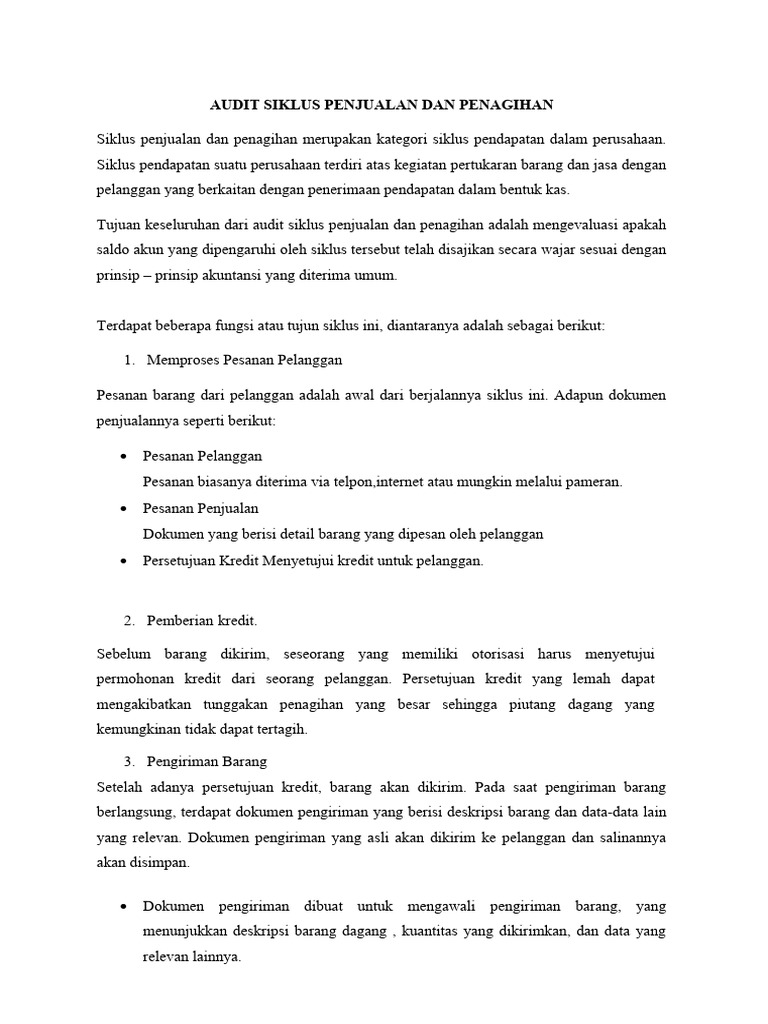 Audit Siklus Penjualan Dan Penagihan Benar | PDF