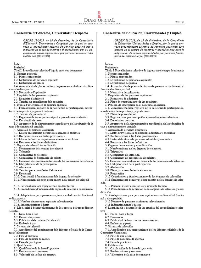 Convocatoria Oposición Cuerpo de Maestros | PDF