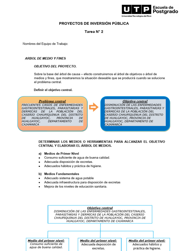 Tarea 2 - Proyectos de Inversión Pública - F | PDF | Agua | Salud pública