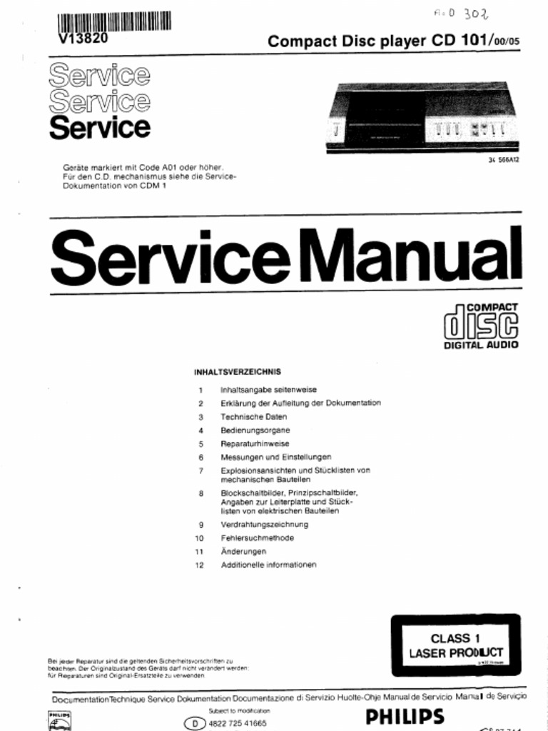 Philips cd101-00-05 SM | PDF