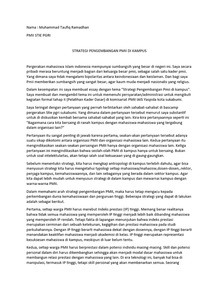 Essay PKD Pmii | PDF | Karier & Perkembangan