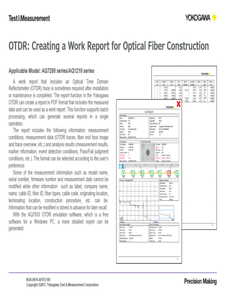 AF072 OTDR Creating A Work Report For Optical Fiber Construction en 0 | PDF