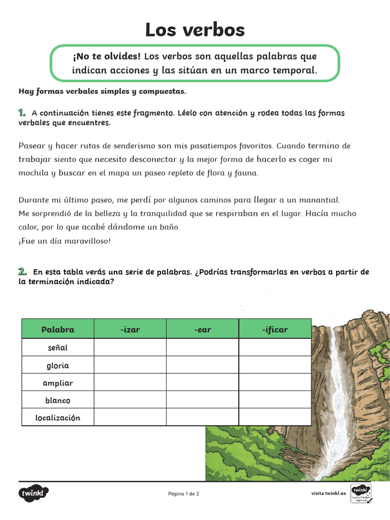 Actividades con Verbos para Estudiantes | PDF | Verbo | Lingüística