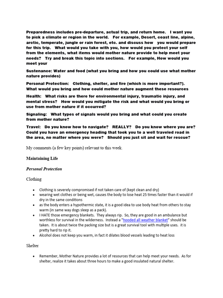 Davenport Survival Notes | PDF | Clothing | Latitude