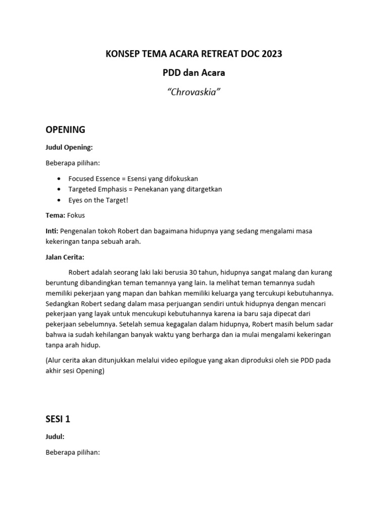Konsep Tema Acara Retreat Doc 2023 | PDF