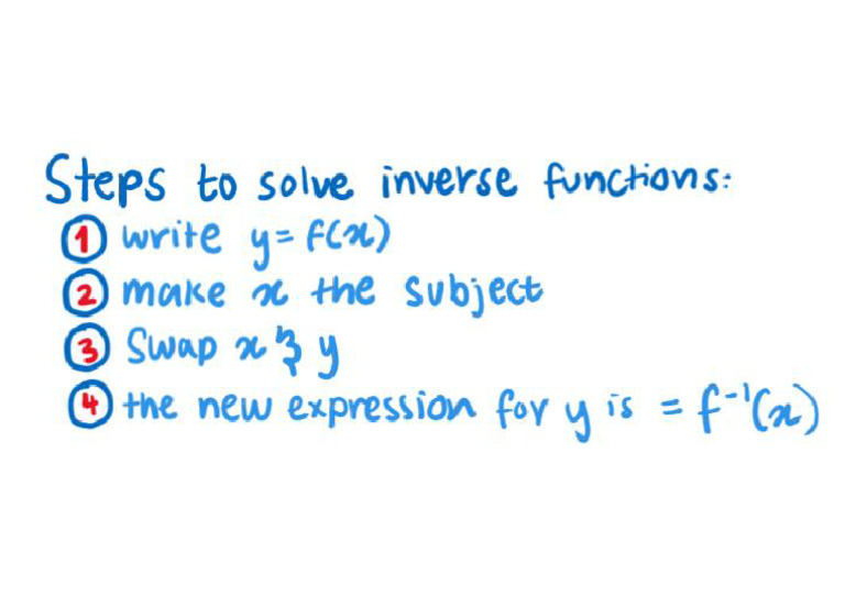 IGCSE Maths - Steps To Solve Inverse Functions | PDF