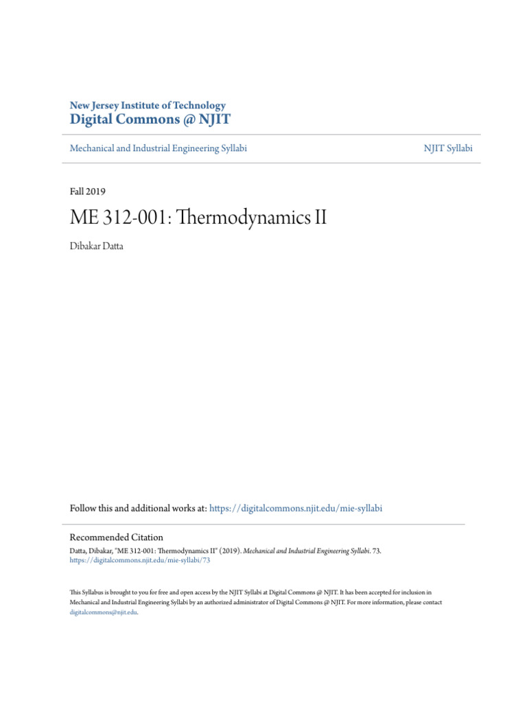 ME 312 001 Thermodynamics II | Download Free PDF | Learning