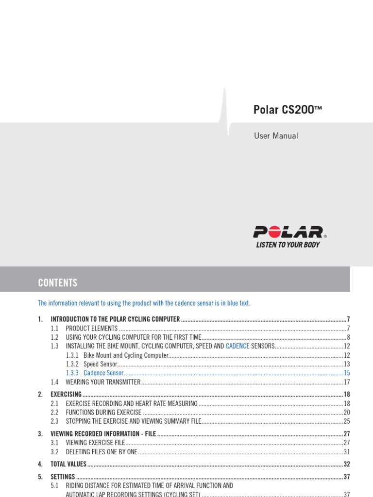 Polar CS200 User Manual English | PDF | Calorie | Heart Rate