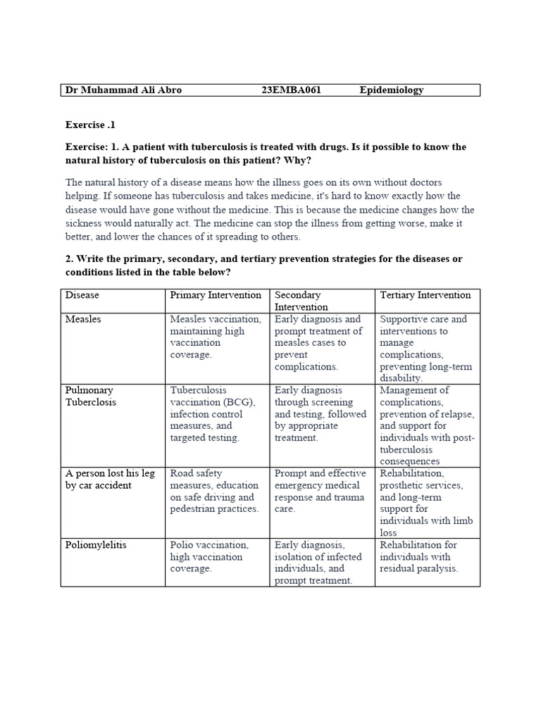 Epi Assignment 1 | PDF