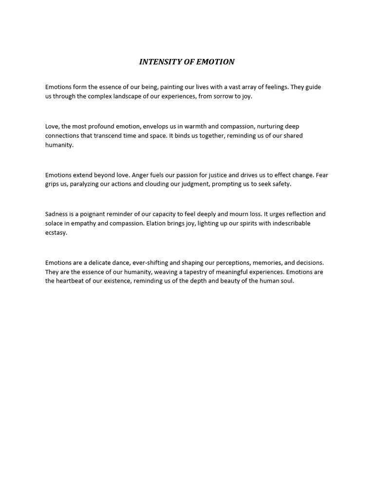 Intensity of Emotion | PDF